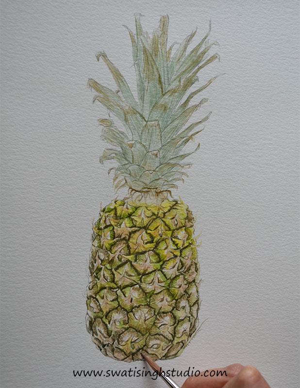 Pineapple in watercolor