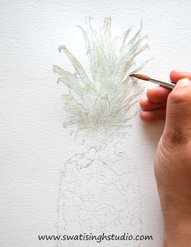 Pineapple in watercolor