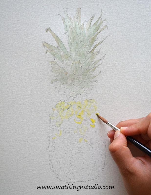 Pineapple in watercolor