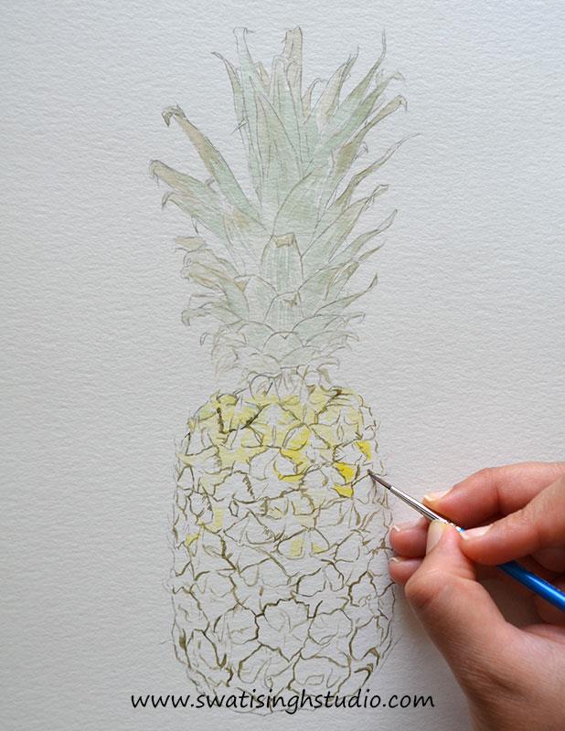 Pineapple in watercolor
