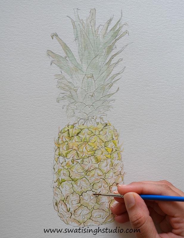 Pineapple in watercolor
